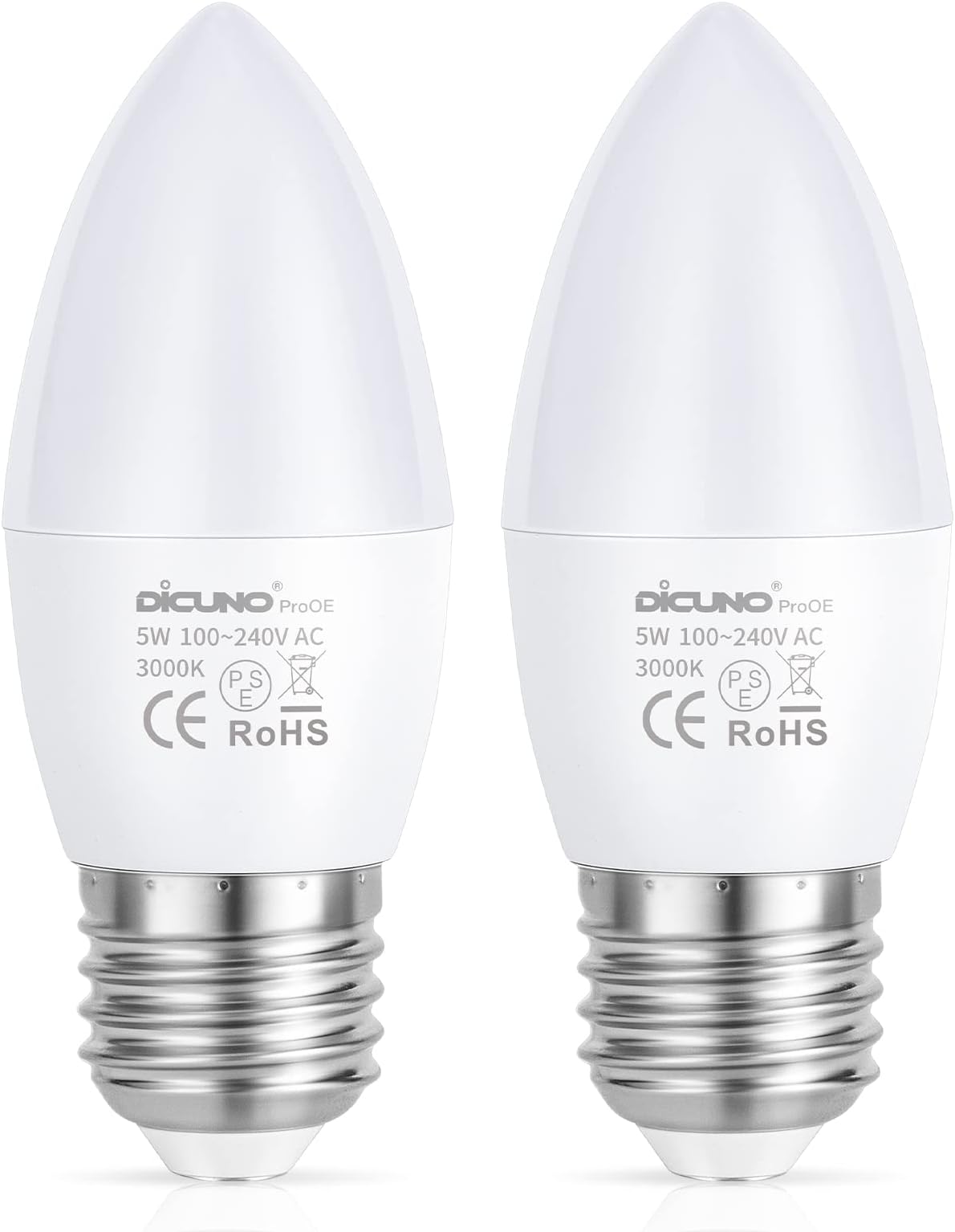 DiCUNO ProOE Eye-Protected E26 LED Bulb, High CRI 98, 5W E26 Candle ...
