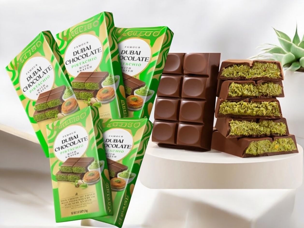 Amazon.com : Dubai Chocolate Bar Kunafa Pistachio Bar- 27gr , Perfect ...