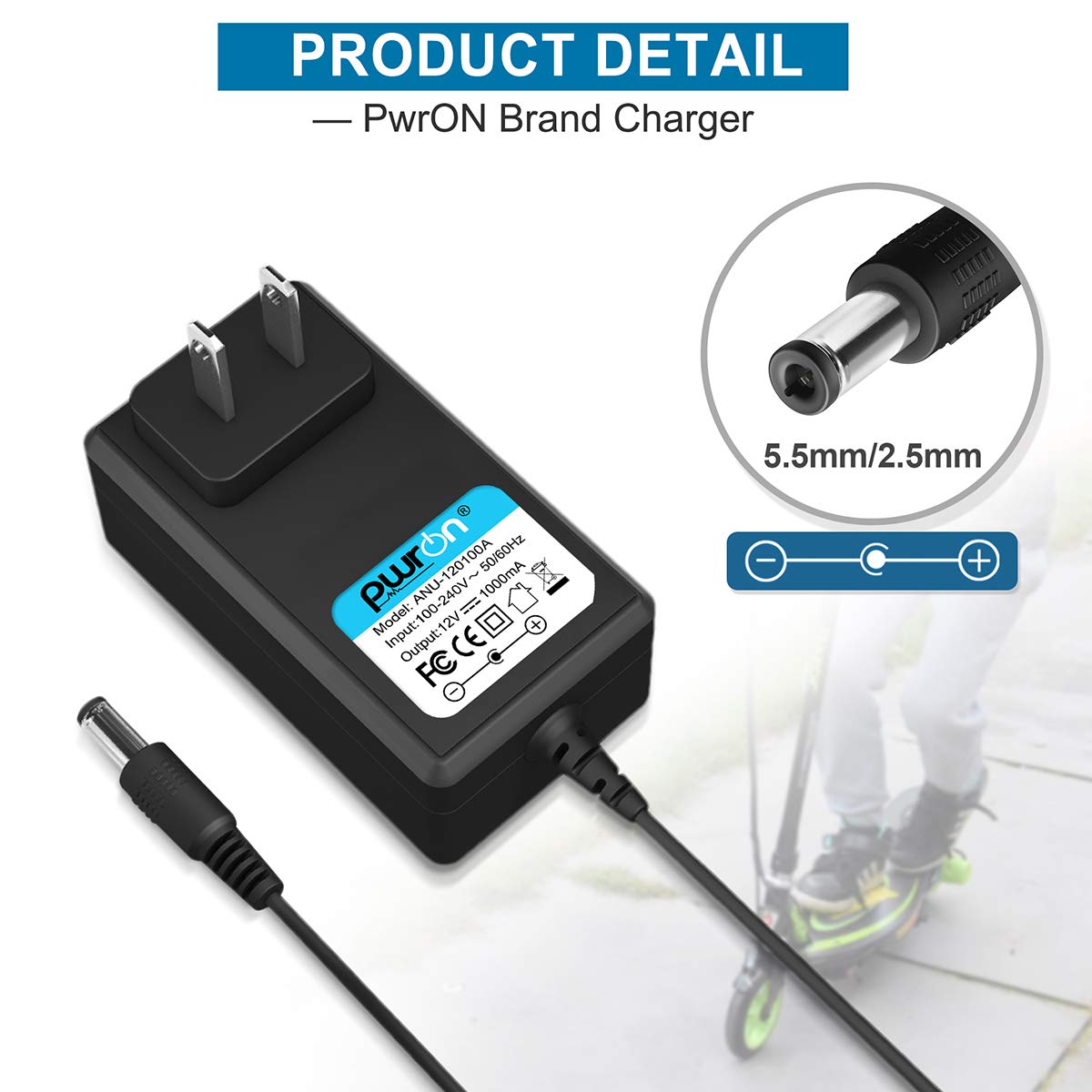 Snapklik.com : PwrON 12V 1A AC DC Adapter For Razor Power Core E90