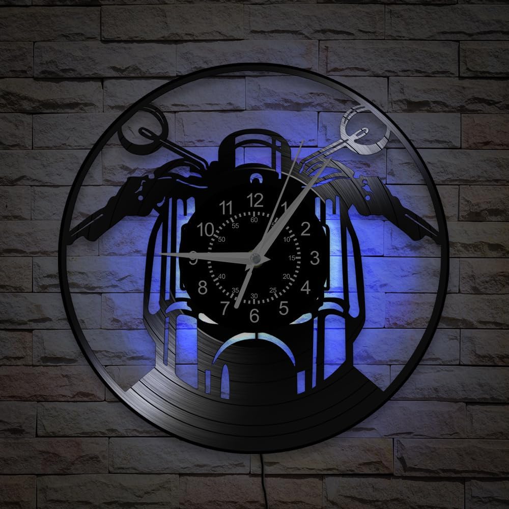 Amazon.com: TIMEGLOW Motorcycle Wall Clock, 12 Inch 7 Colors Luminous ...