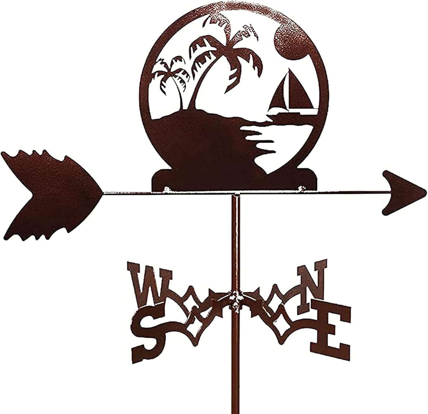 Amazon.com : Metal Weathervane coconut tree Wind Vane For Yard Garden ...