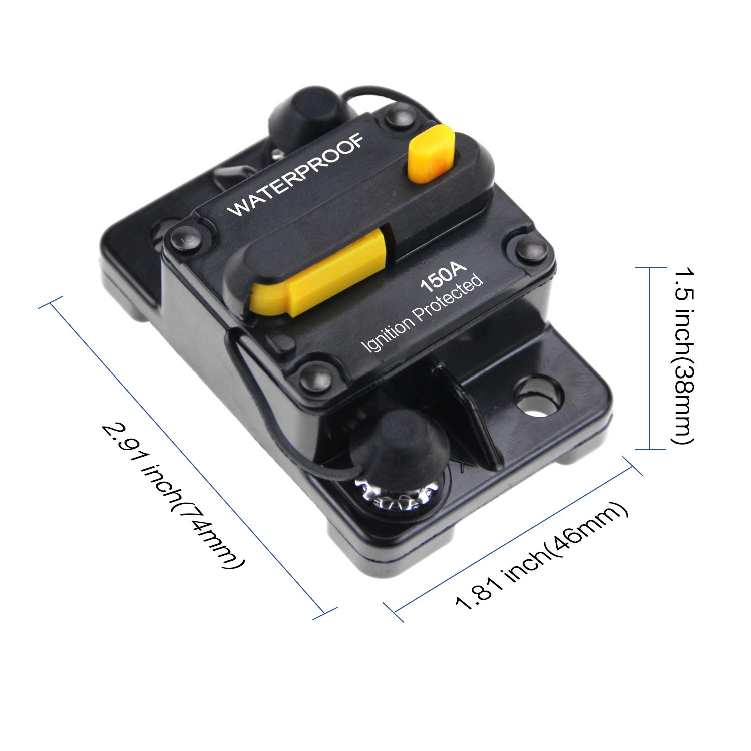 Snapklik.com : 12V-36V DC Manual Reset Button 150 Amps Waterproof ...