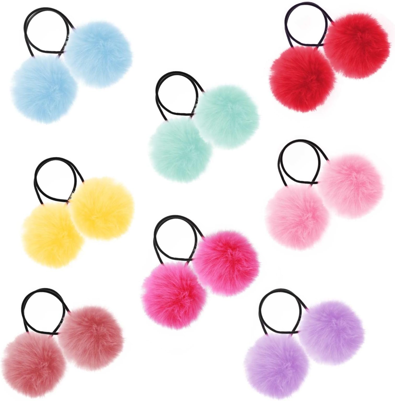 Amazon.com : 8 Pcs Fluffy Elastic Ball Hair Accessories - Pom Pom ...