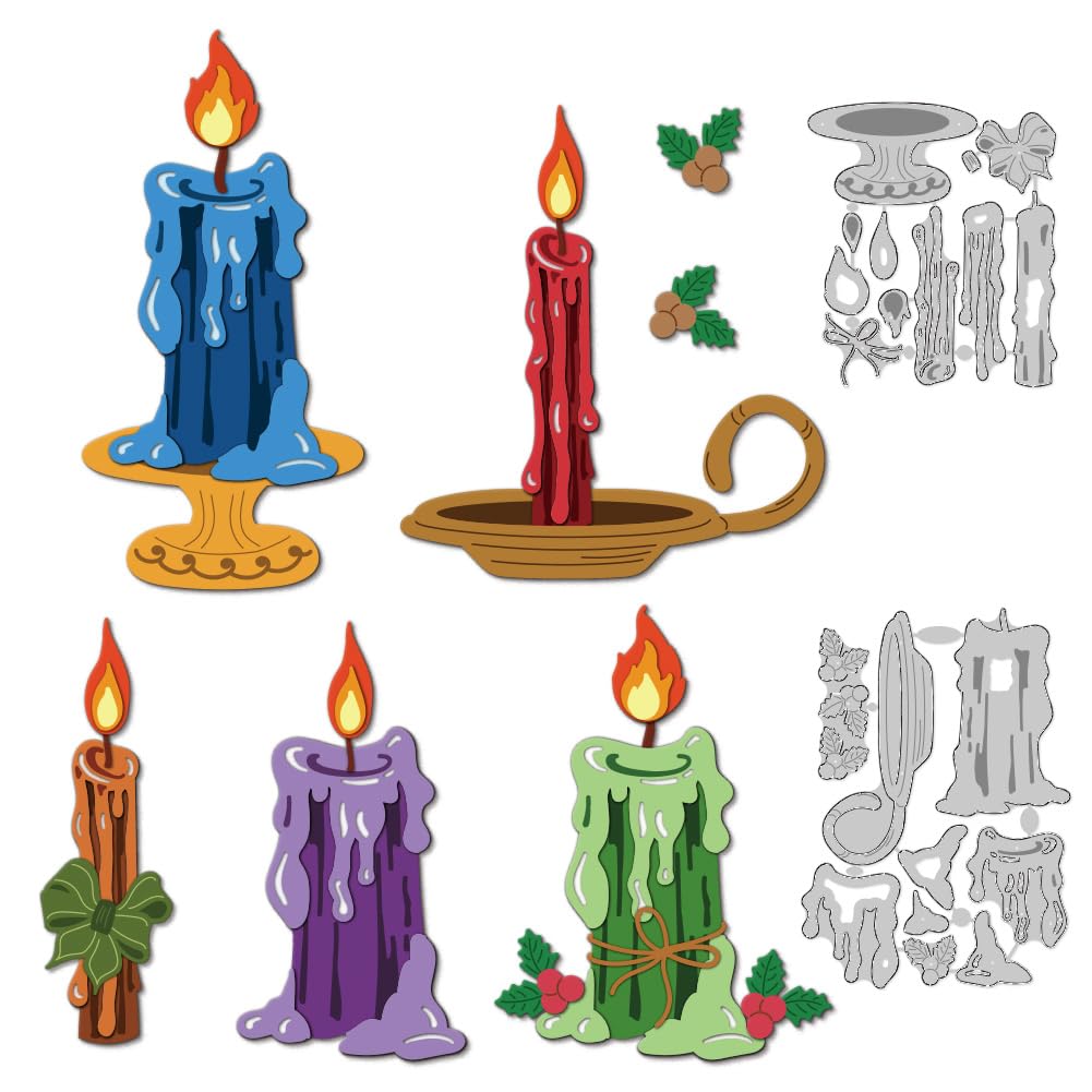 Amazon.com : DELORIGIN Layered Candle Die Cuts Candlesticks Metal ...