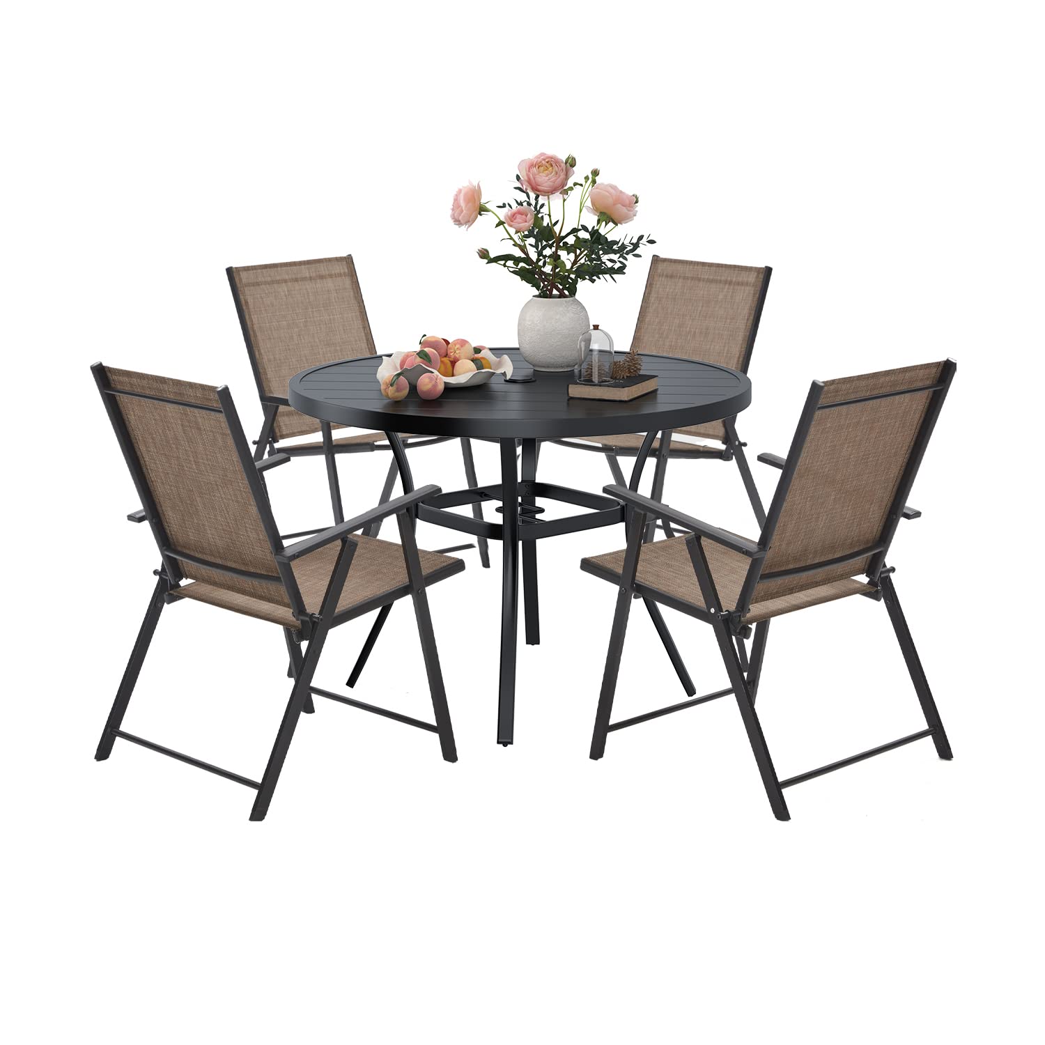 Amazon.com: VICLLAX 5 Pieces Outdoor Patio Dining Table and Chairs Set ...