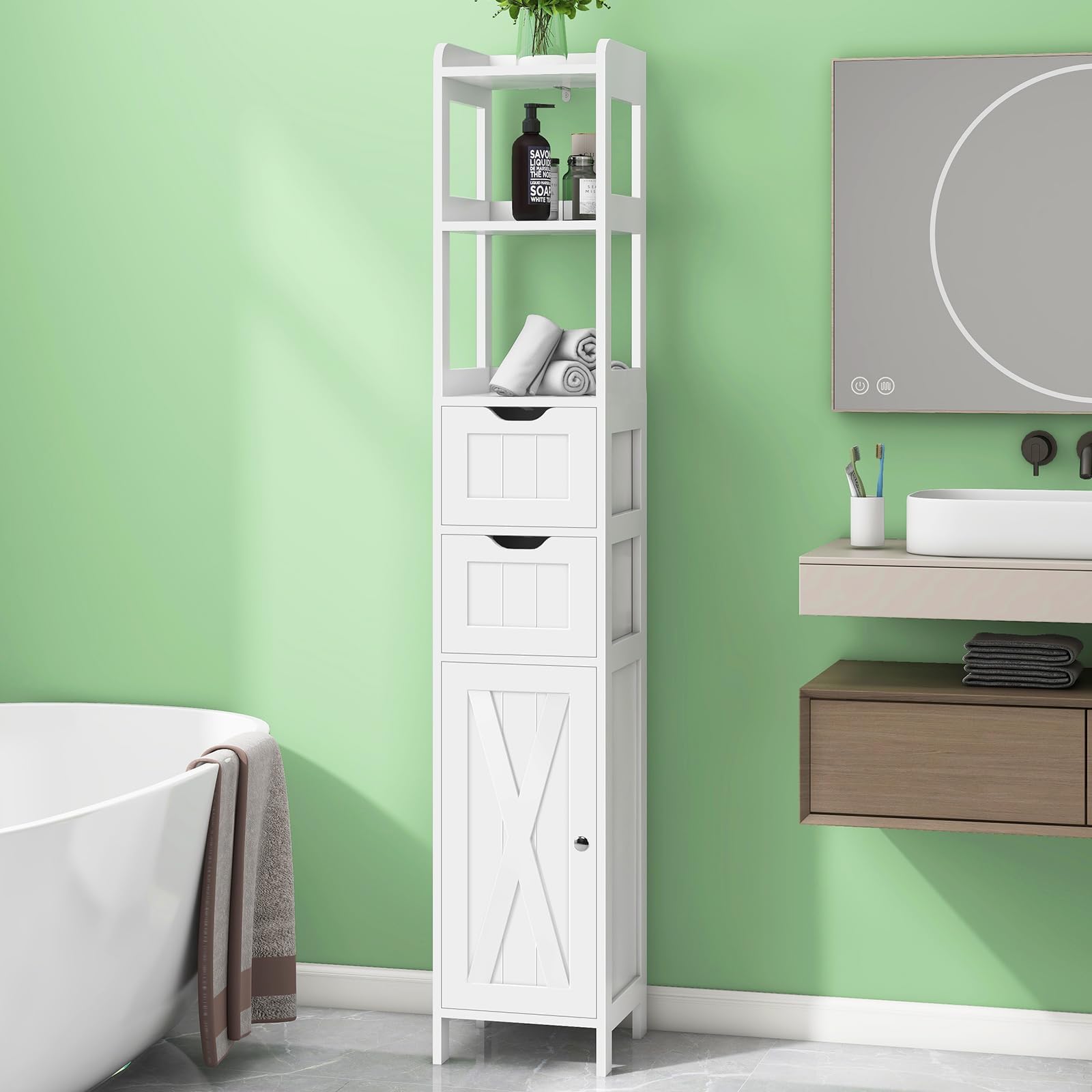 Amazon.com: Rovaurx Accent Floor Storage Cabinet with Rattan Doors ...