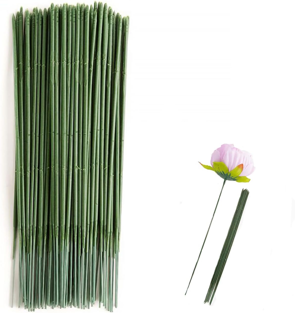 NUOBESTY 50pcs Green Flower Stems Artificial Flower Rods Plastic ...