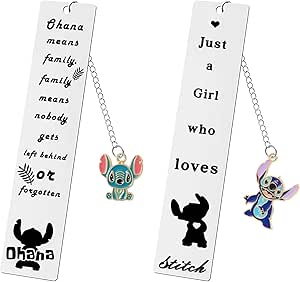 Stitch Bookmarks 2PCS TENVAVA Bookmark Gifts for Her Just A Girl Who ...
