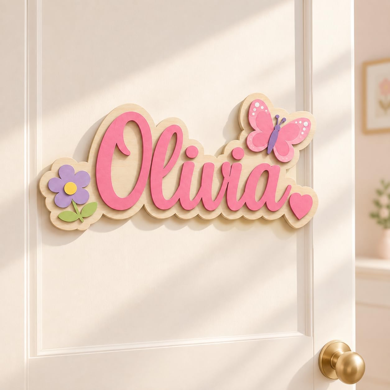 Amazon.com: Custom Name Sign for Baby Nursery, Personalized Wooden Kids ...