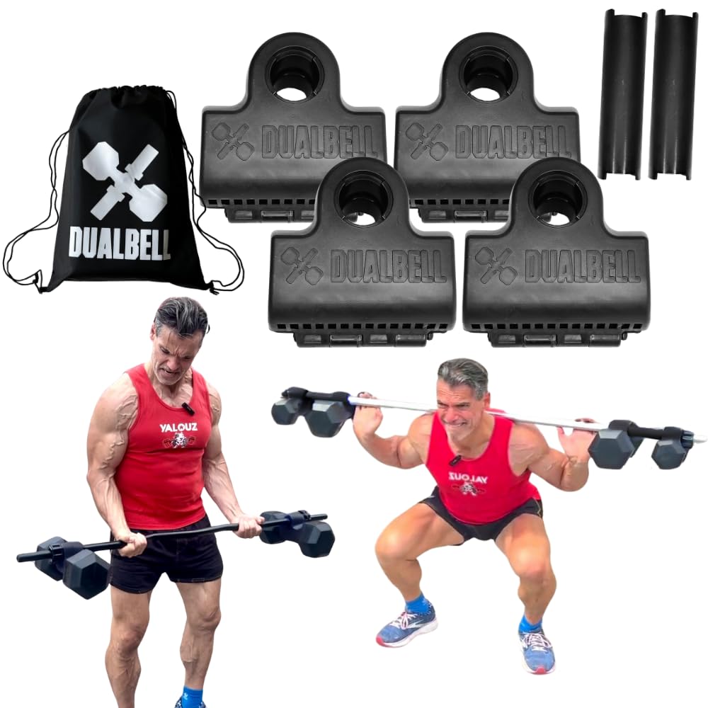 Amazon.com : DUALBELL Superset Black Dumbbell to Barbell Adapters - 2 ...