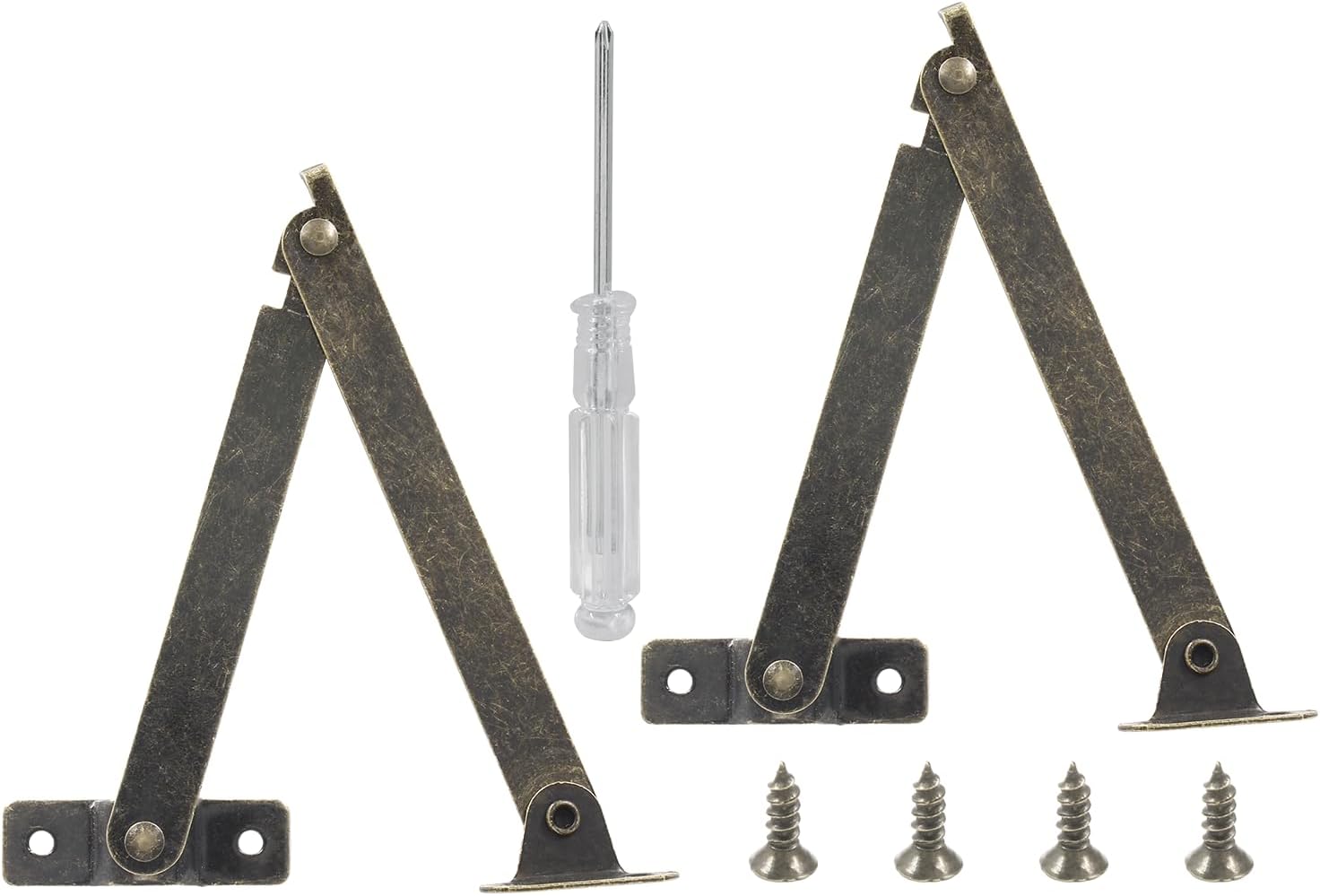 Kyuionty 2Pcs Antique Bronze Folding Lid Support Hinges, Left Side Lift ...