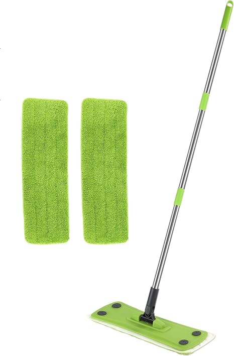 Amazon.com: Runful Green Mop, Flat Mops for Floor Cleaning with Long ...