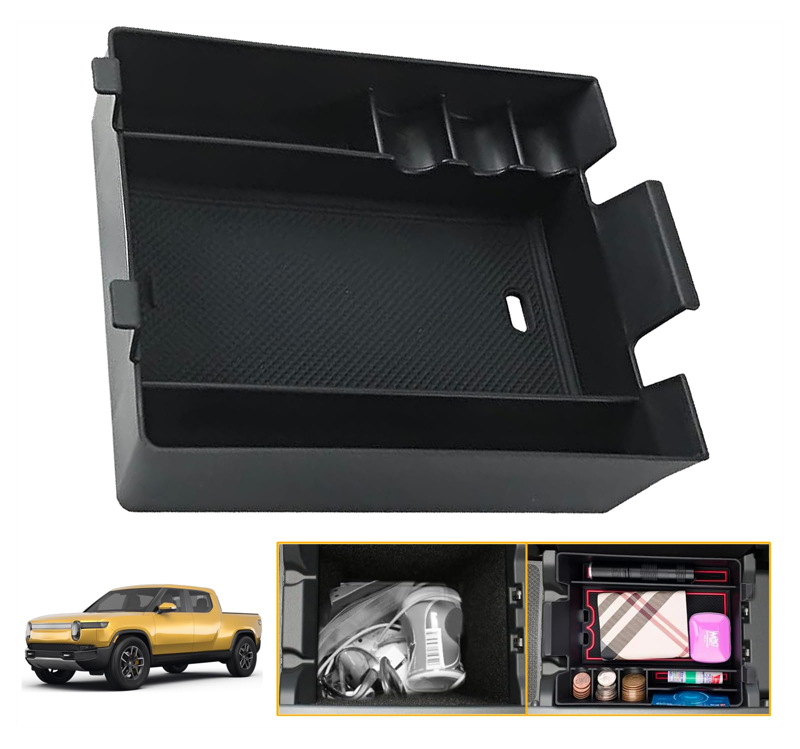 EUEKY 2022 2023 2024Rivian R1T & Rivian R1S Center Console Organizer ...