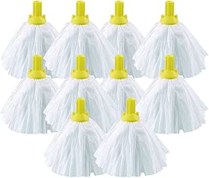 Avern Exel Mop Heads BIG White Push Socket Fit Mop Heads (Pack Of 10) Super Absorbent Heavy Duty ...