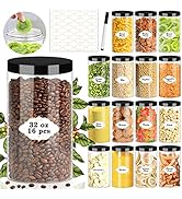 Amazon.com: PeacePeo Plastic Jars with Lids, 16 Pcs 32 OZ Large Plastic ...