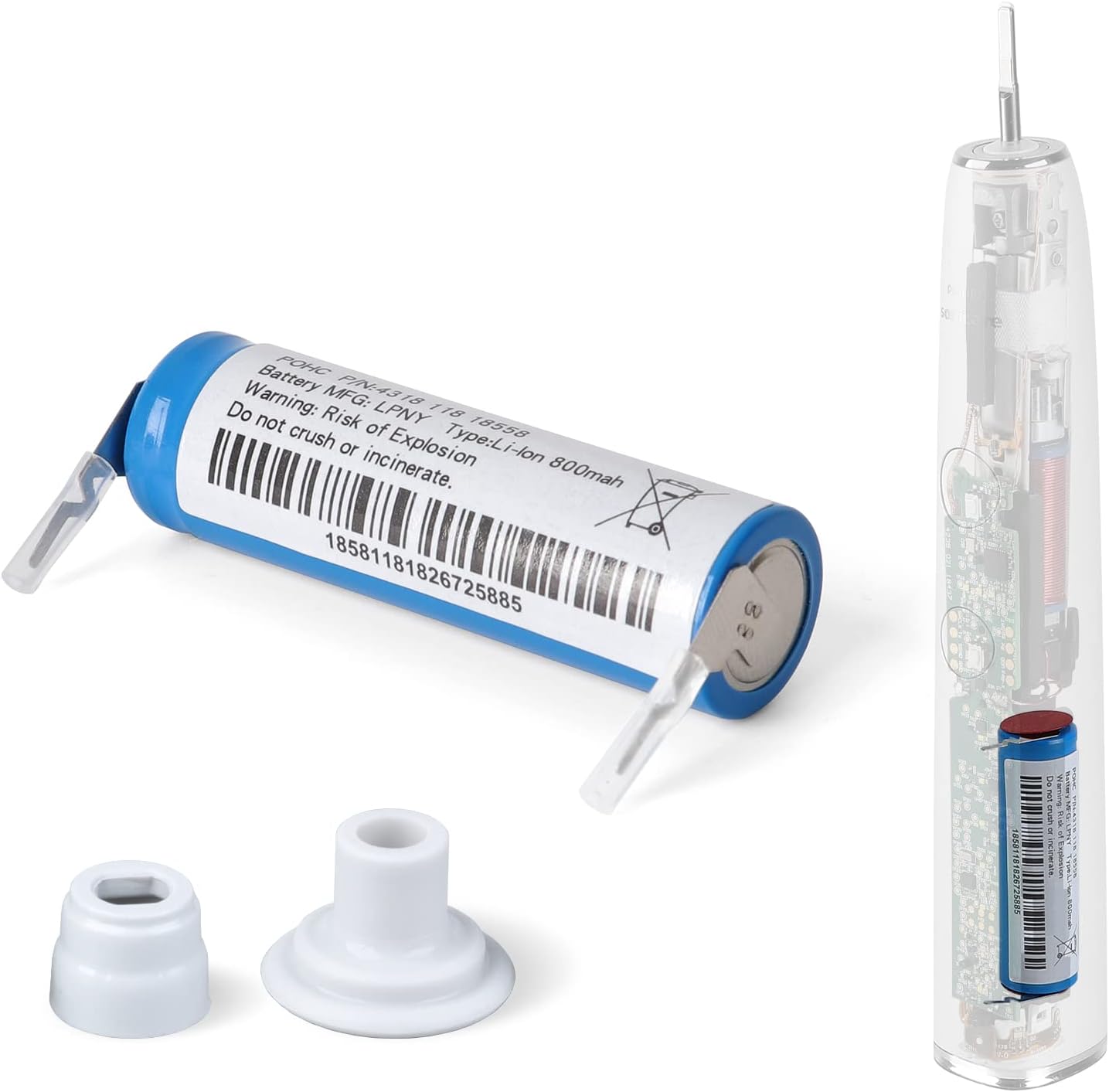 800mAh 3.7v Electric Toothbrush Battery Compatible with Philips ...