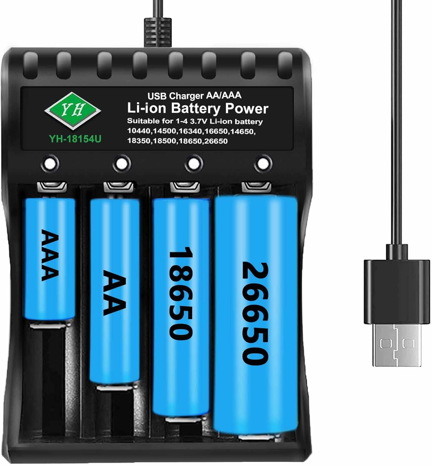 Amazon.com: 18650 Lithium Battery Charger 4 Bay Universal Fast Charger for 3.7V Li-ion 10440 ...