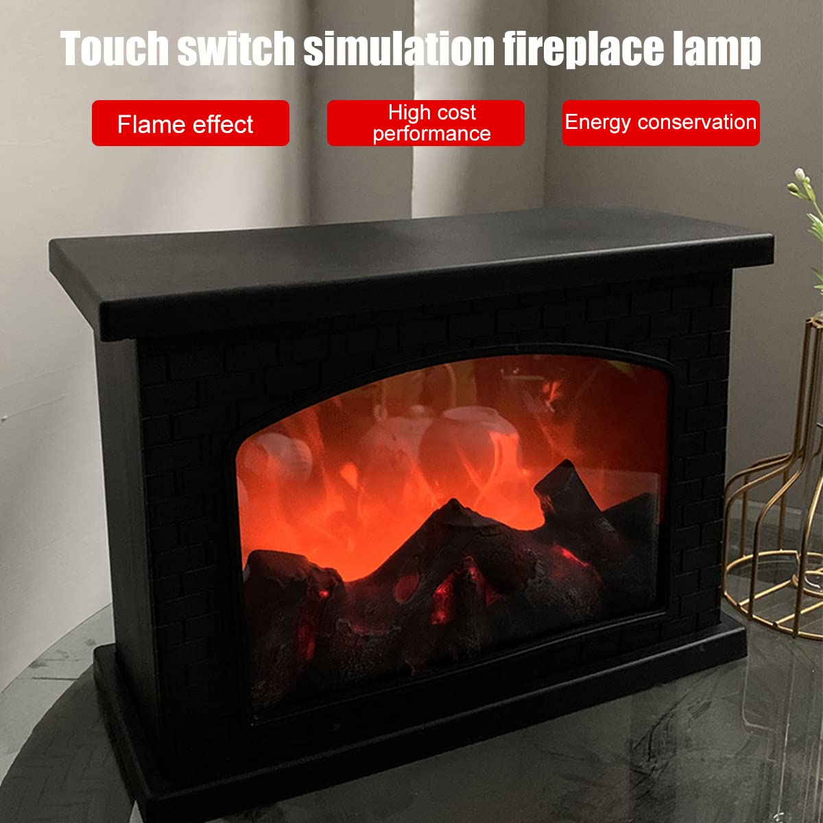 Fireplace Decorative Lantern, Battery Operated USB Rechargable Tabletop ...