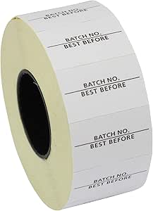 CT7 26mm x 16mm Price Gun Labels - Printed 'Batch No. / Best Before ...