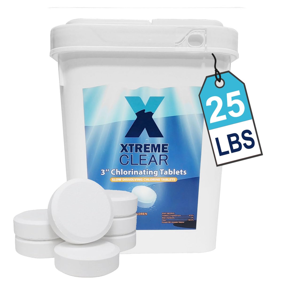 Amazon.com : XtremeClear 25 Pound Bucket 3" Chlorine Tablets Bucket, 25 ...