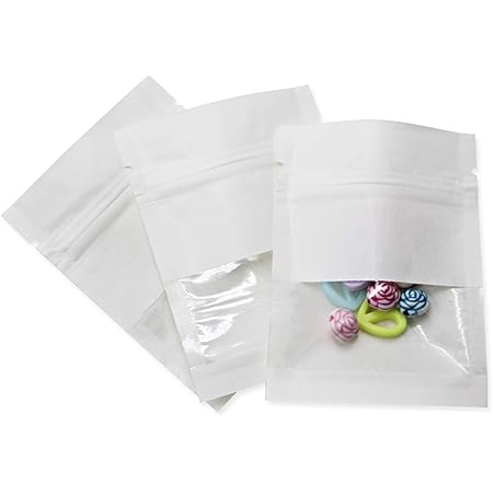 Amazon.com - 100Pcs Kraft Paper Window Bags Smell Proof Food Storage ...