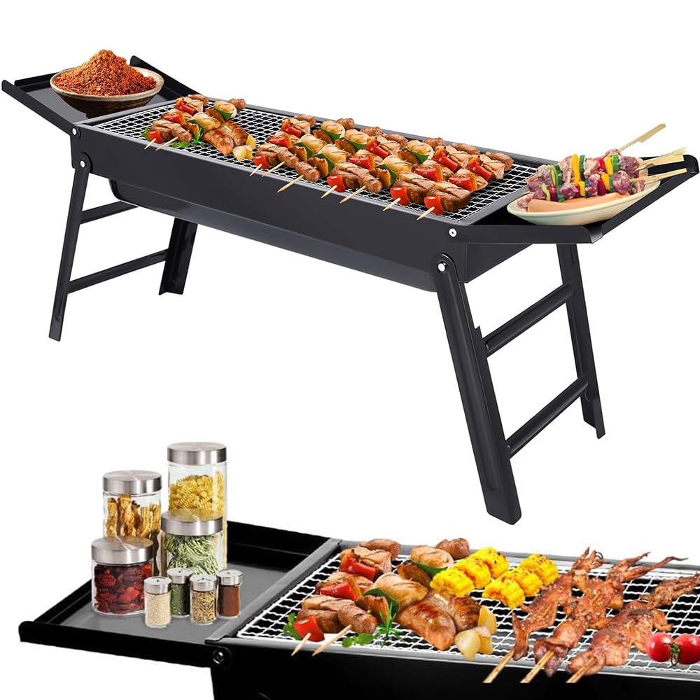 Asador de Carbon Plegable, Parrilla de Carbón Portatil con Bandeja para ...