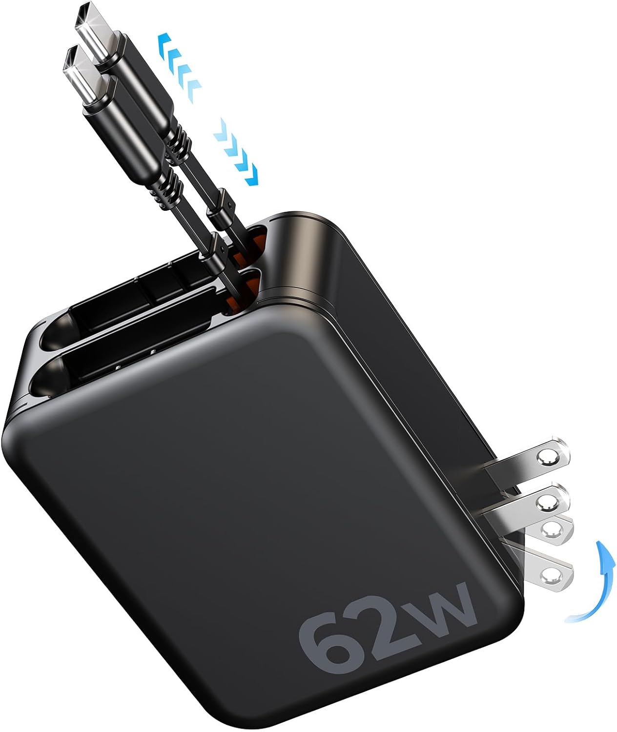 Amazon.com: 62W Retractable Wall Charger, [New GaN Fast Charging Tech ...