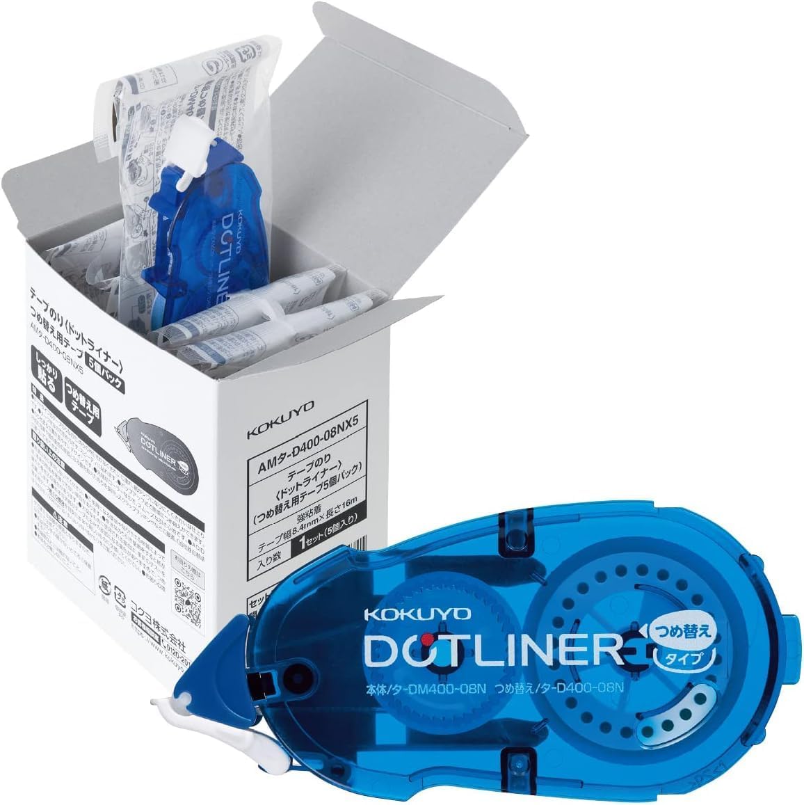 Amazon | コクヨ テープのり のり ドットライナー 強粘着 つめ替え 4個 タ-D400-08X4-L1 | テープのり | 文房具・オフィス用品