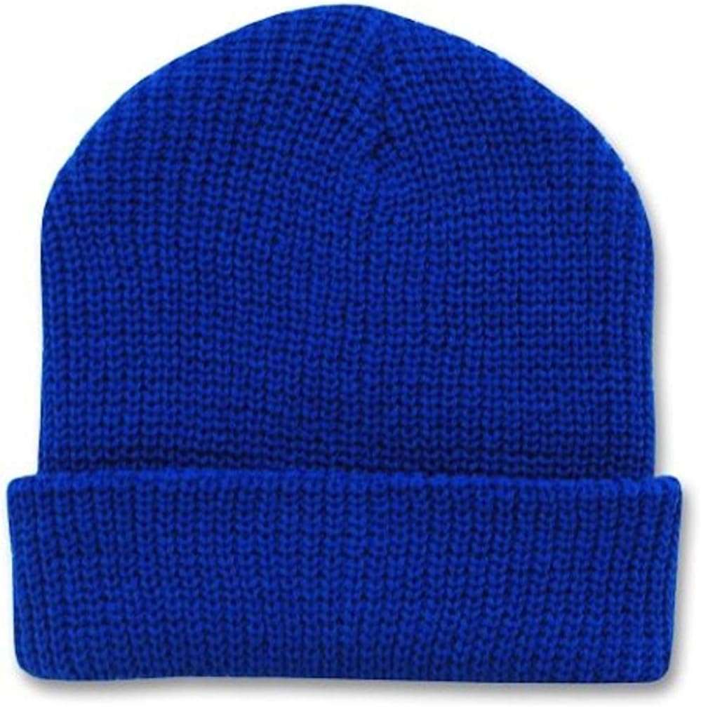 DECKY Royal Blue Watch Knit Cuffed Stocking Cap Winter Hat Braided ...