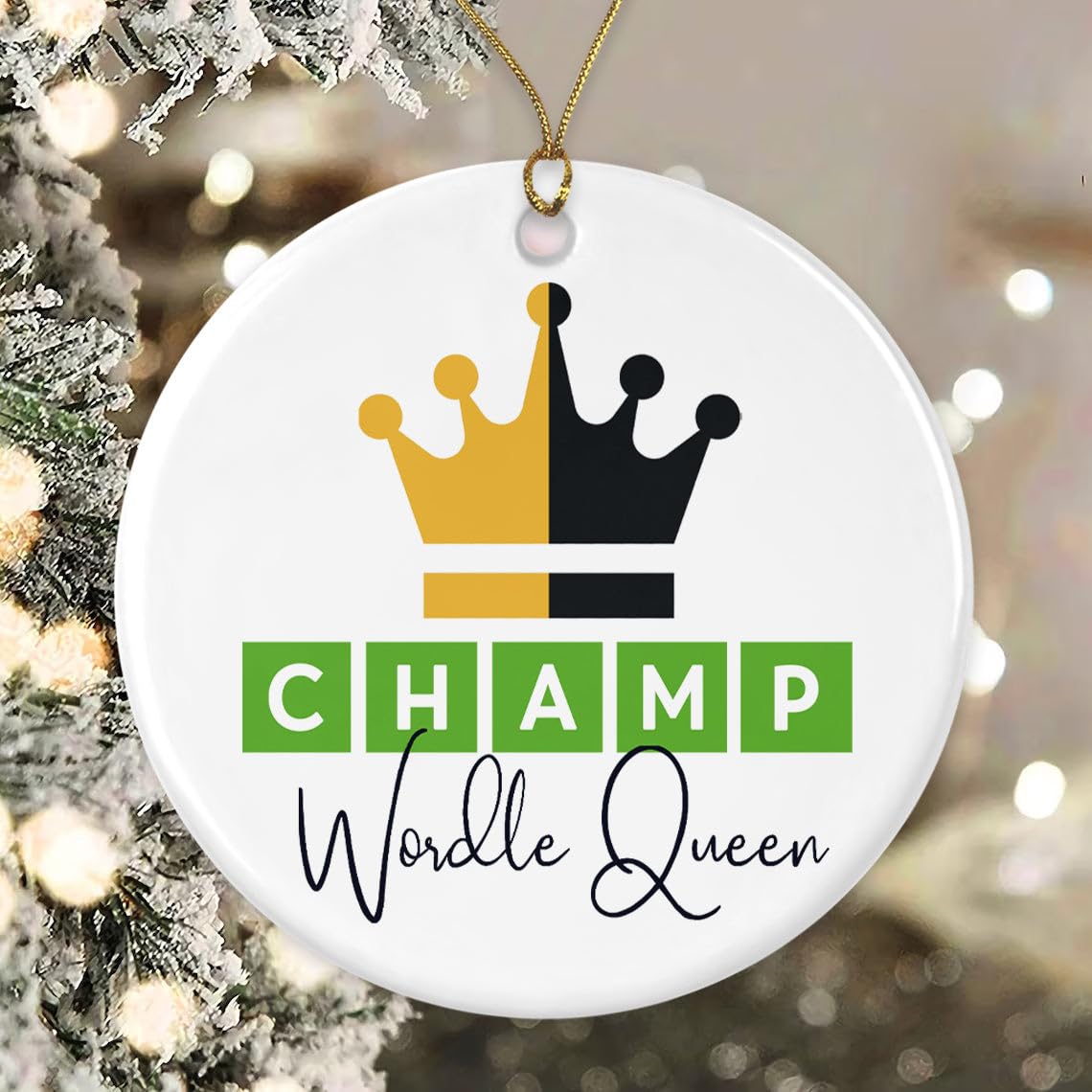 Amazon.com: MoltDesigns Champ Wordle Queen Ornament - Funny Word Lover ...