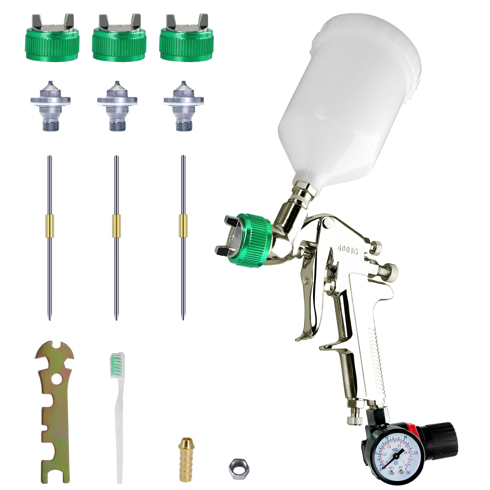 Amazon.com : HVLP Spray Paint Gun, Car Paint Gun Sprayer with 1.3/1.7/2 ...