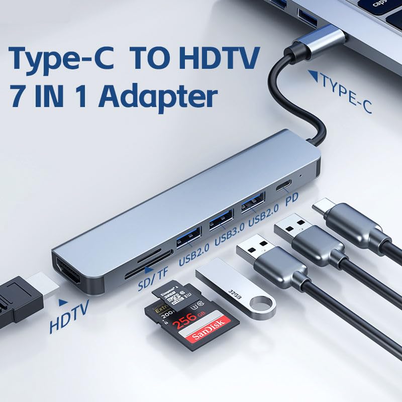 7-in-1 Type-C Docking Station | Multiport USB-C Hub with 4K HDMI, USB 3 ...