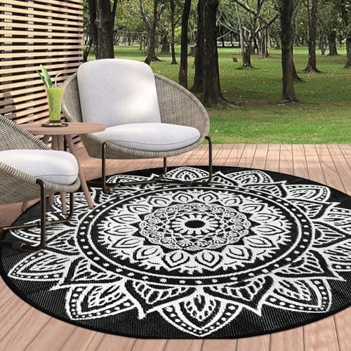Amazon.com: Homcomoda Round Outdoor Patio Rugs 6Ft Waterproof Indoor ...
