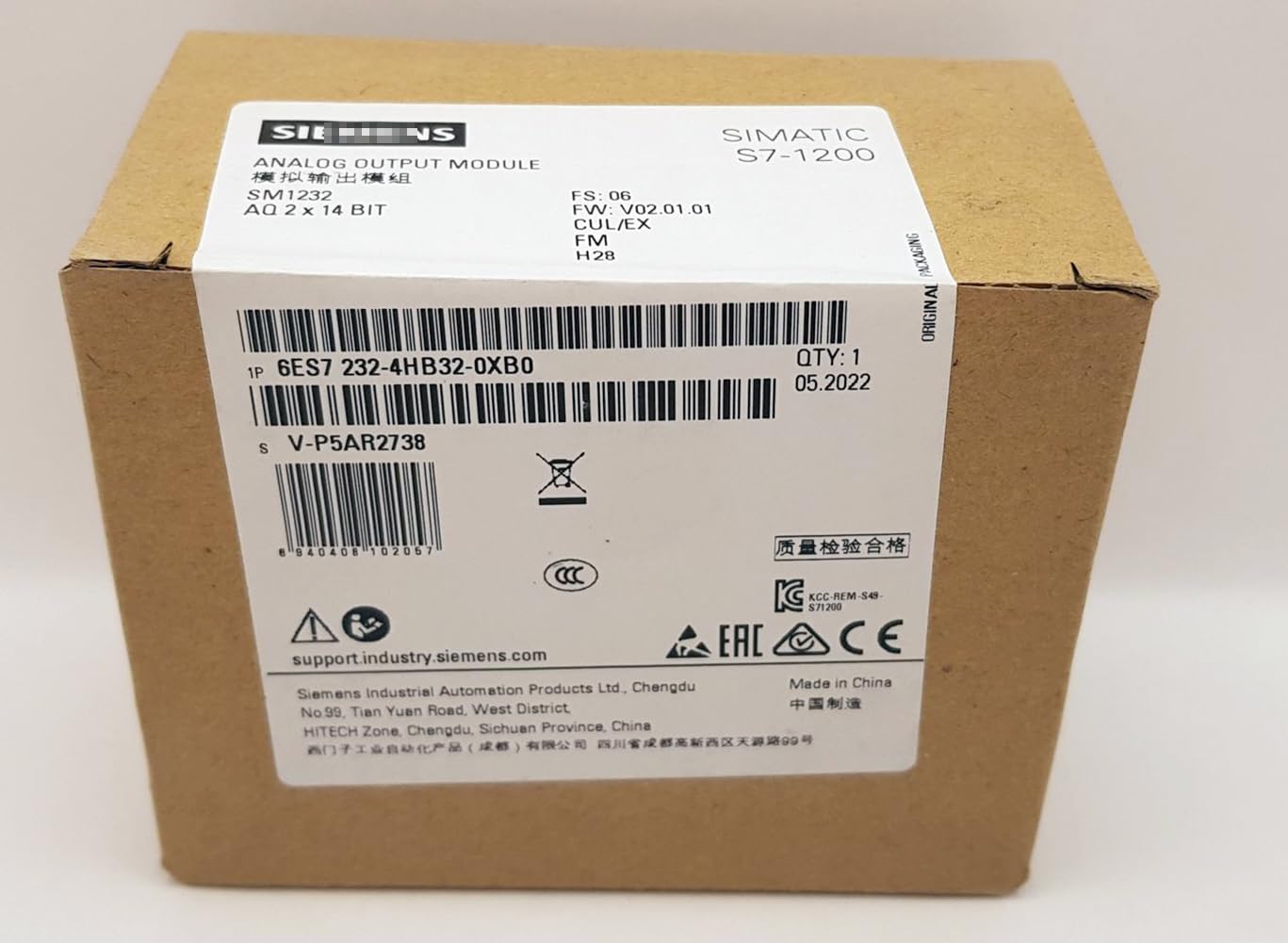 6ES7232-4HB32-0XB0 SIMATIC S7-1200 Analog Output Module PLC Module 6ES7 ...