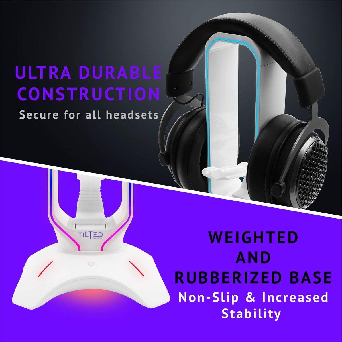 Tilted Nation RGB Gaming Headset Stand - 3 in 1 Headphone Stand with ...
