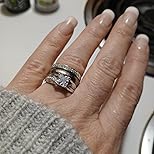 Amazon.com: MABELLA 925 Sterling Silver Cubic Zirconia Princess Cut Women's Wedding Engagement ...