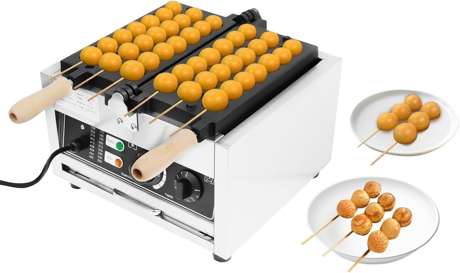 Amazon.com: Commercial Electric Waffle Ball Maker Machine 3PCS 110V ...