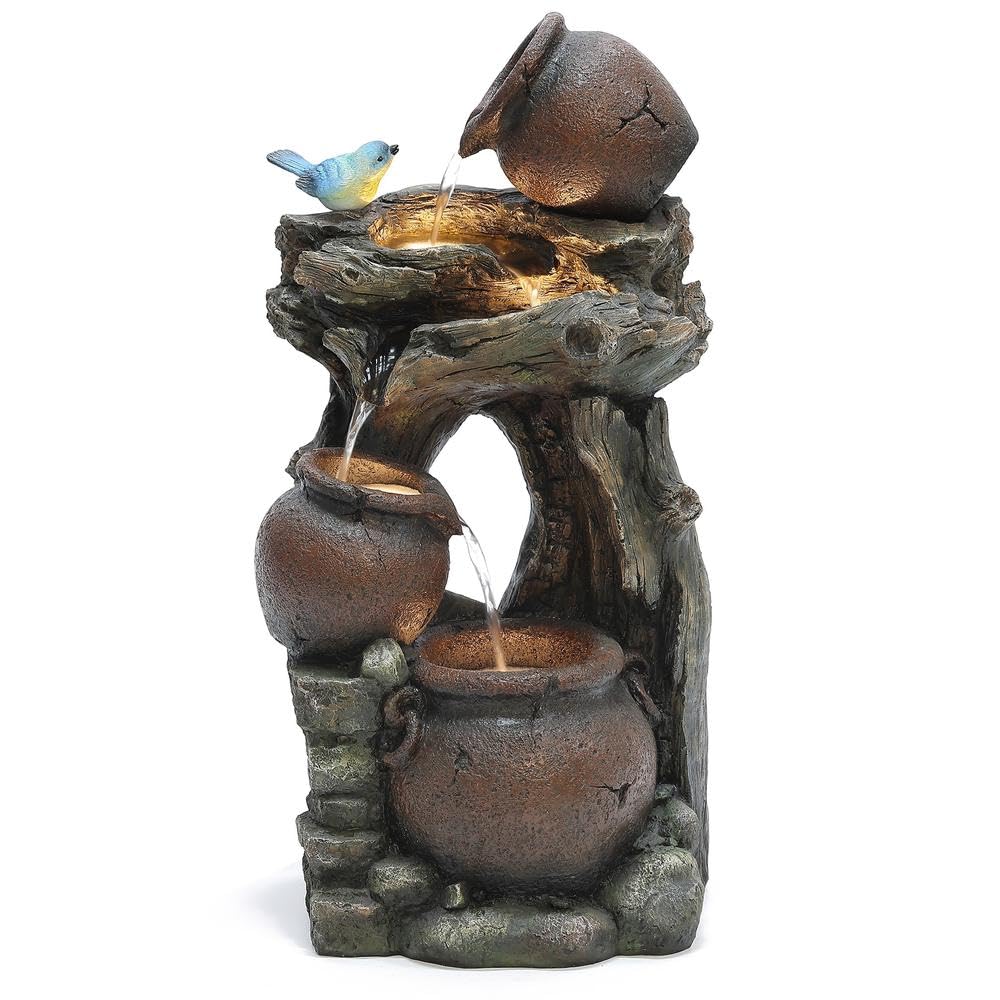 Amazon.com: LuxenHome 25.6" Rustic Pots and Pitchers on Tree Resin ...