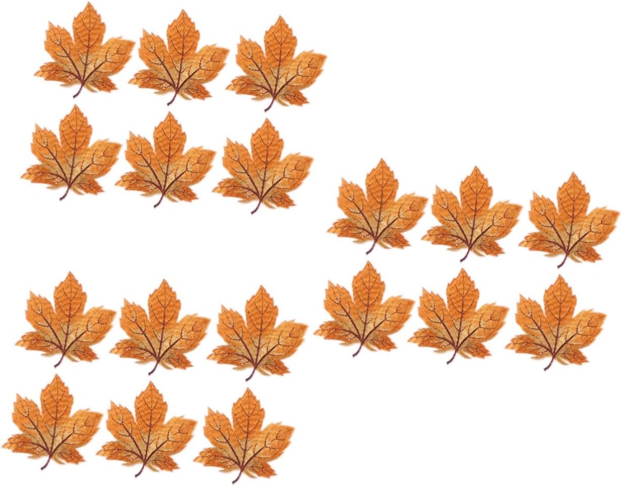Amazon.com: 18 Pcs Golden Maple Leaf Embroidery Patches - DIY Sewing ...