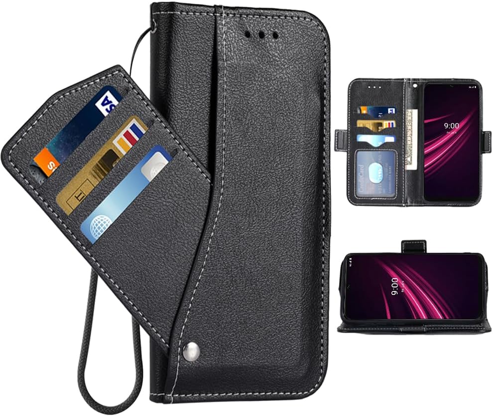 Amazon.com: Furiet Compatible with T-Mobile Revvl V+ 5G Wallet Case, Wrist Strap Lanyard Leather ...