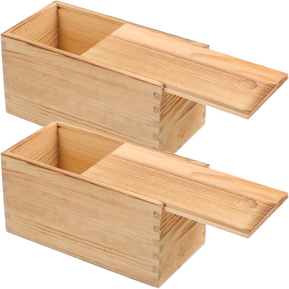 Amazon.com: Timesuper Wooden Unfinished Storage Box with Slide Top Wood ...