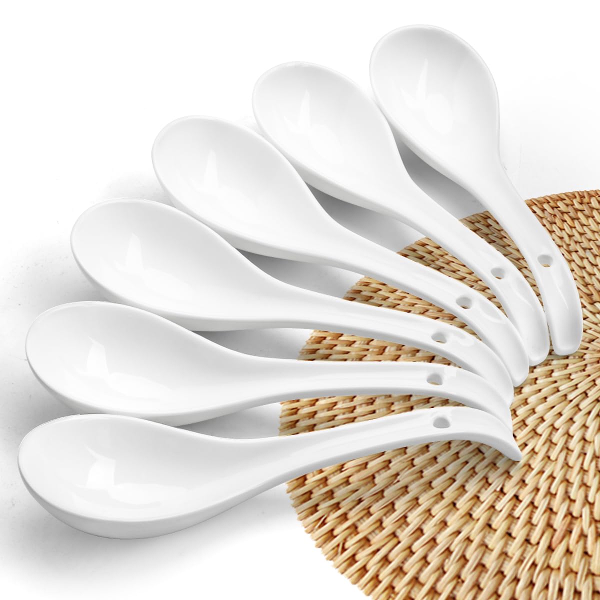 Amazon.com: Swetwiny Ceramic Soup Spoons 6 PCS,Asian Soup Spoons ...