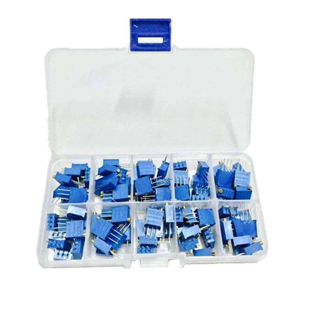 Buy ARCELI 100PCS 10Value 1/4W 100 Ohm to 500K Ohm 3296W Multiturn ...