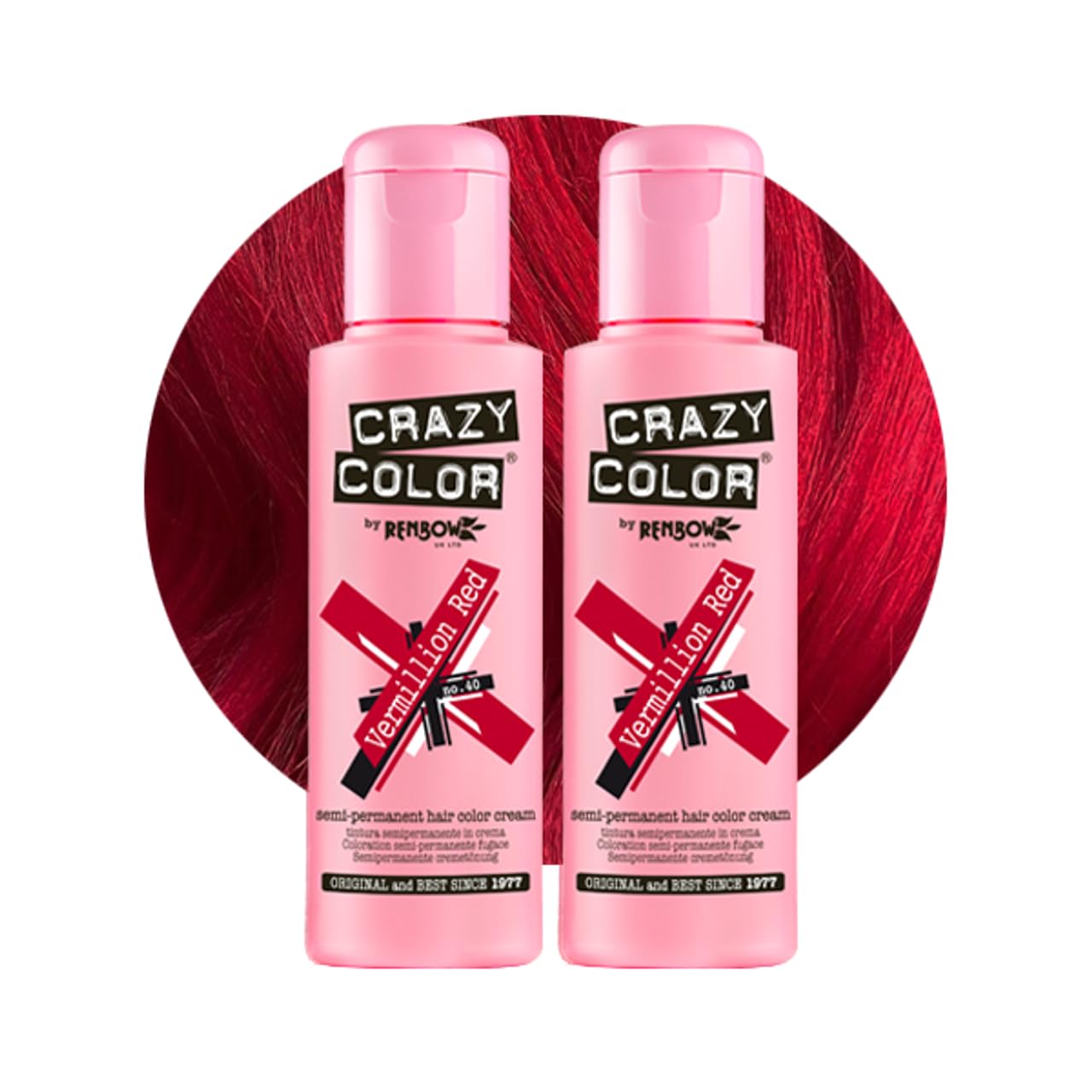 Crazy Color Vibrant Vermillion Red Semi-Permanent Duo Hair Dye. Highly ...