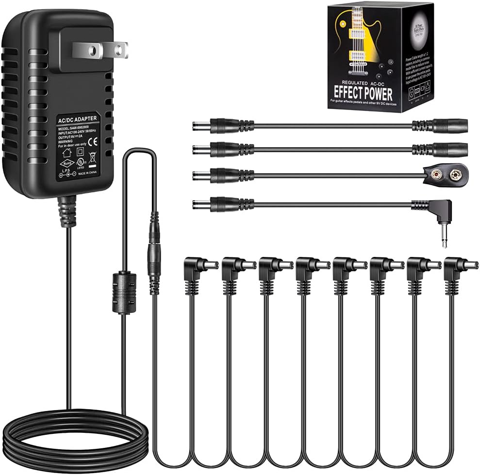 Amazon.com: Donner DPA-1 Guitar Pedal Power Supply Adapter 9V DC 1A Tip ...