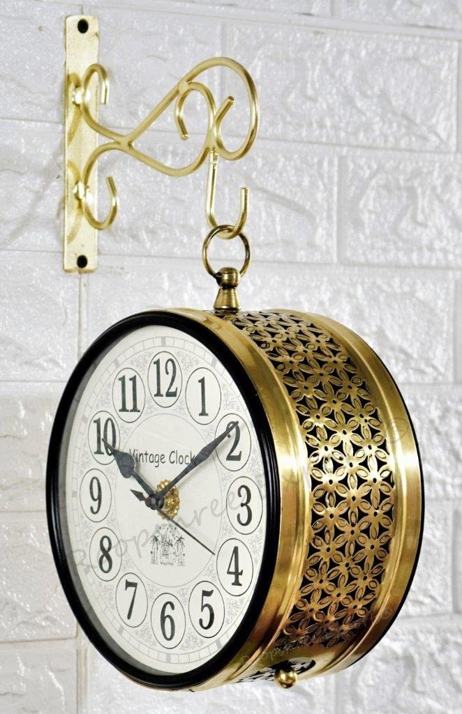 Buy Vintage Clock Handcrafted Double Side Wall Clock 1 Year Warranty ...