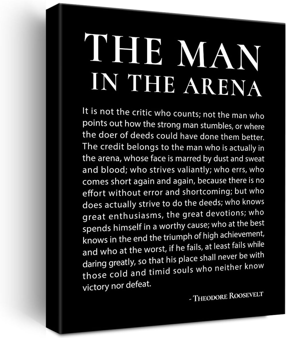 Amazon.com : Houmury Wall Art The Man in The Arena Sign Framed Famous ...