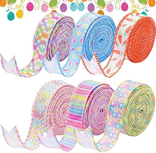 Amazon.com: Ribbli Easter Ribbon Wired-Easter Bunny/Eggs/Colorful ...