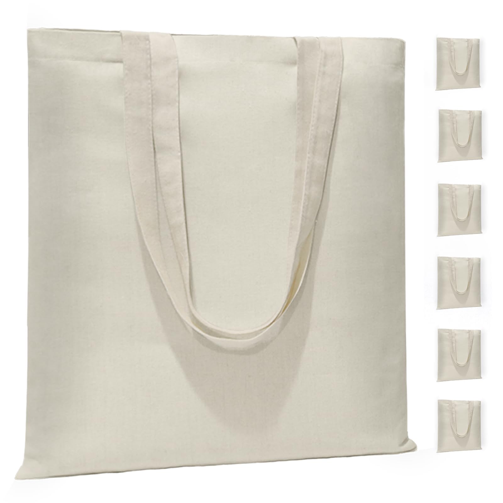 Snapklik.com : 6 Pack Canvas Tote, Reusable Blank Canvas For Shopping ...