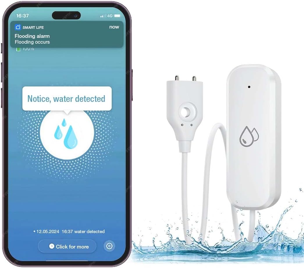 Water Leak Detector Sensor: Home Water Flooding Monitor Smart Sink ...